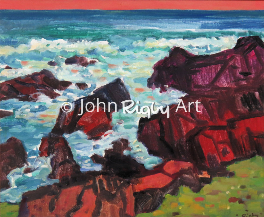 Rocks and Sea, Coolum Bays, Late 1990s - John Rigby Art Collection